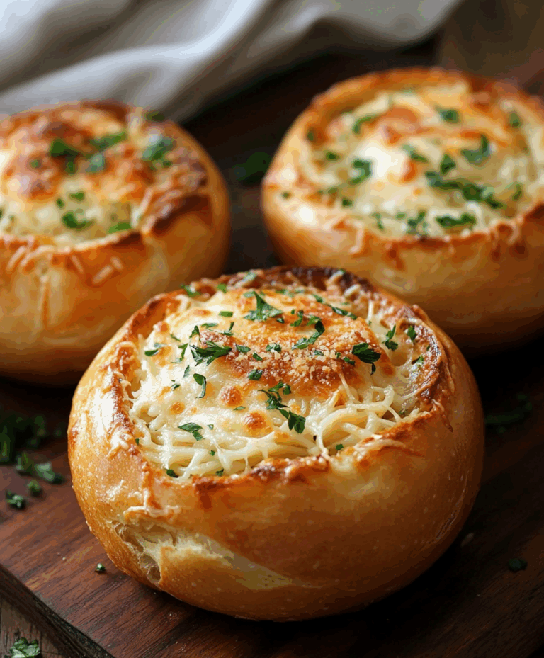 Spaghetti Garlic Bread Bowls