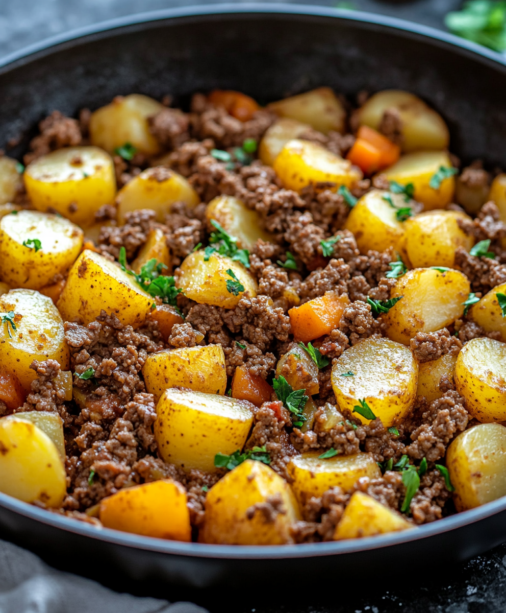 Ground Beef and Potatoes (One-Pan Skillet Meal)