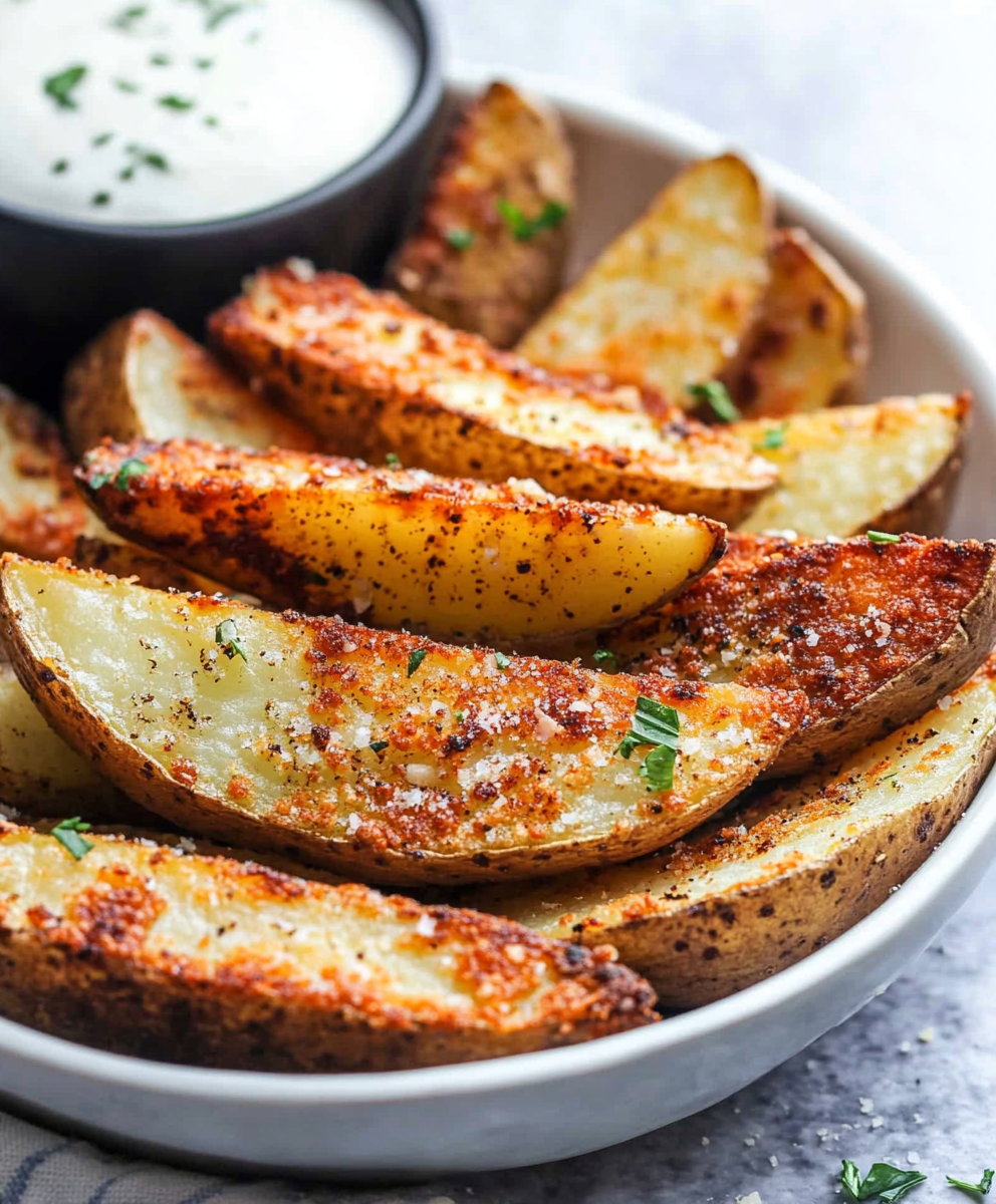 Crispy Baked Garlic Parmesan Potato Wedges