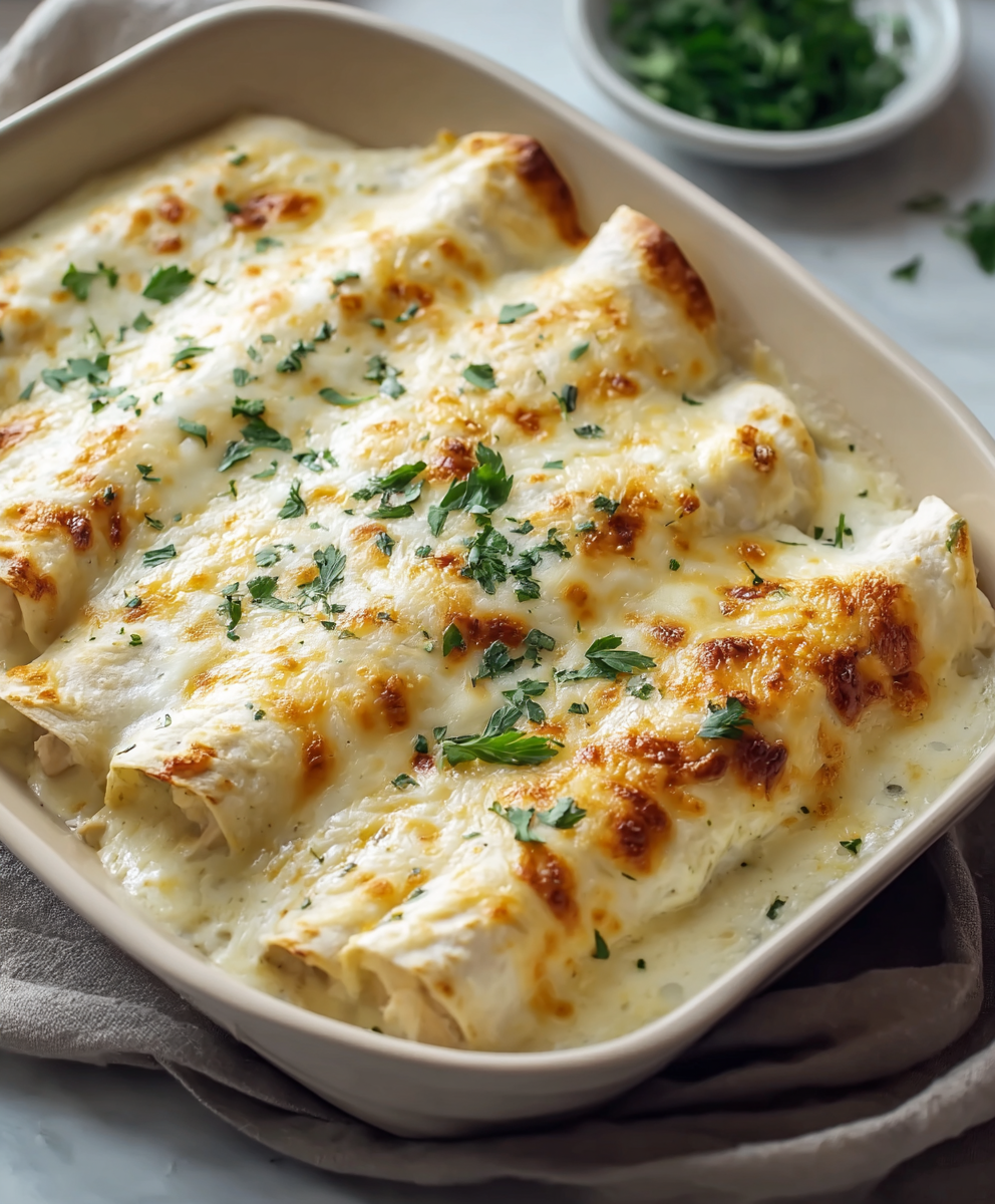 Creamy White Chicken Enchiladas