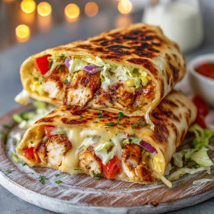 Cheesy Garlic Chicken Wraps
