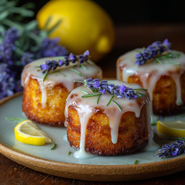 Mini Lemon Cakes with Lavender Glaze